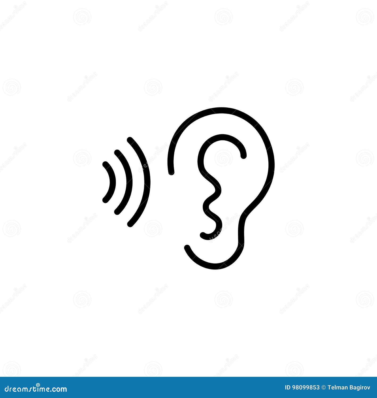 Ear and Sound Wave Black Icon Stock Illustration - Illustration of ...