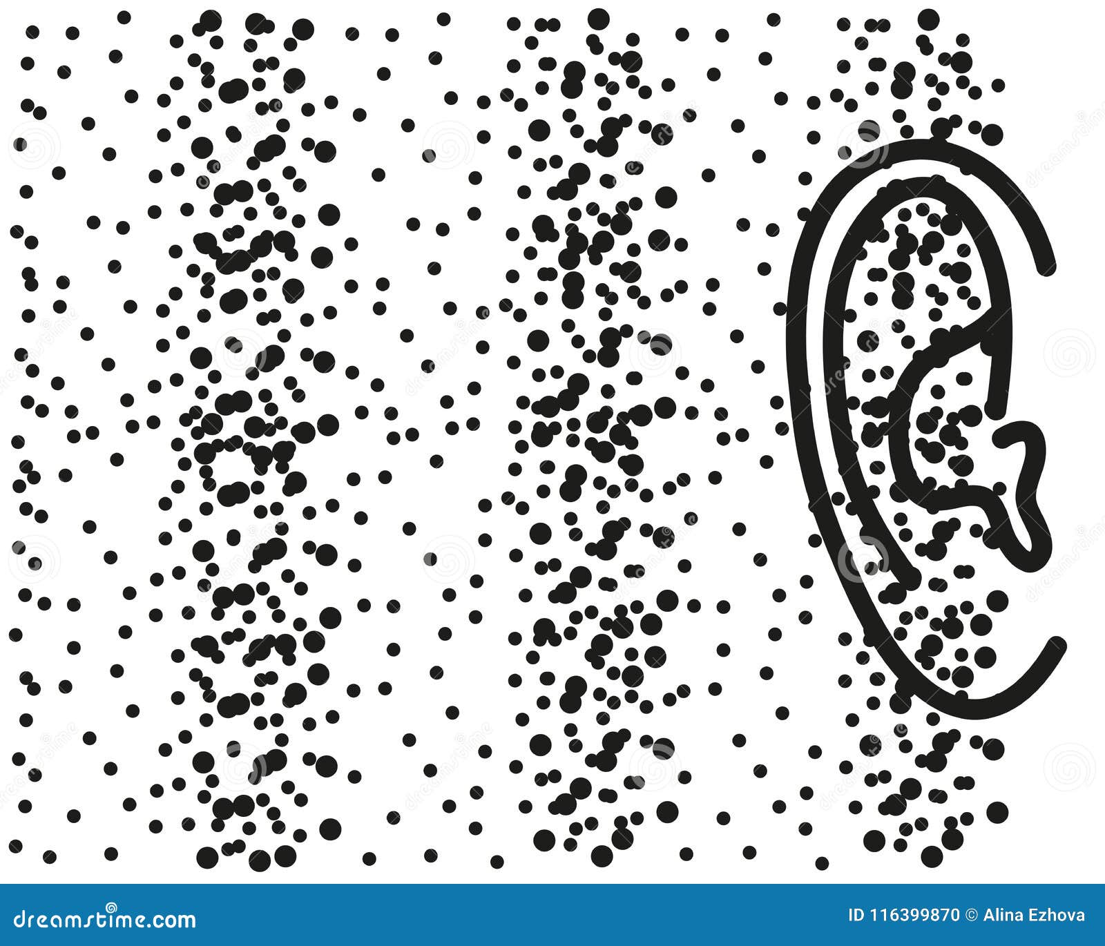Ear and sound waves. stock vector. Illustration of drawing - 116399870