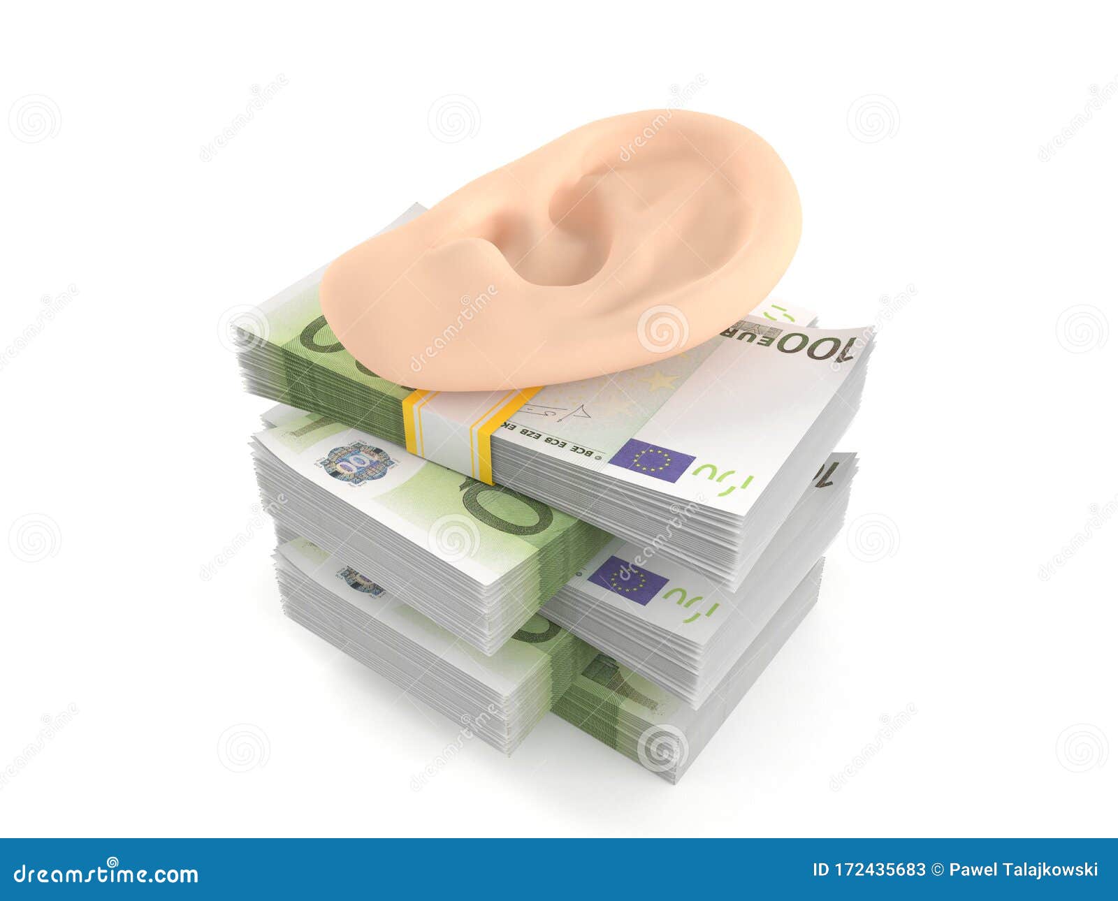 Ear on stack of money stock illustration. Illustration of communication ...