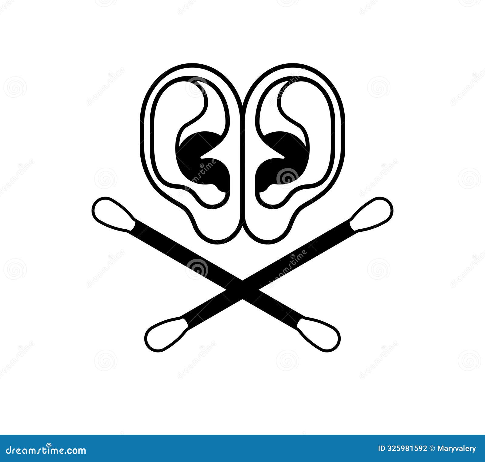 Ear and Ear Stick Sign. Concept: Ear Cleaning Salon Sign Stock Vector ...