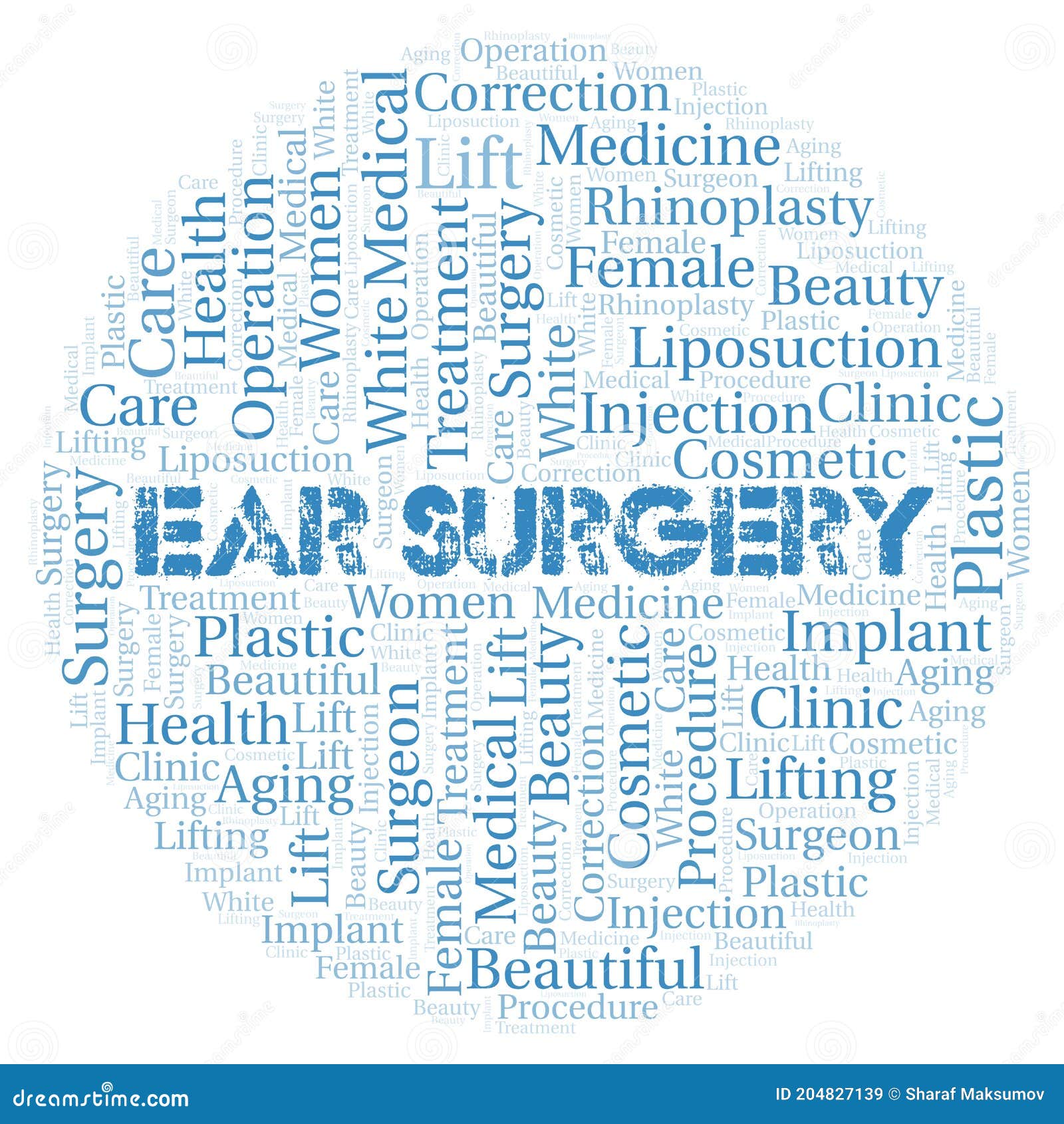 Ear Surgery Typography Word Cloud Create with the Text only. Type of ...