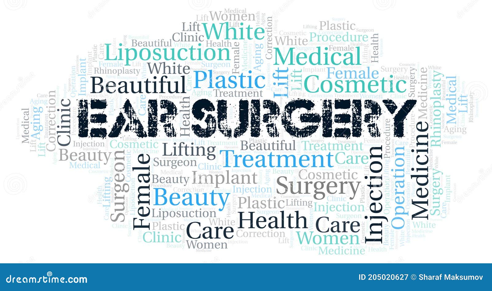 Ear Surgery Typography Word Cloud Create with the Text only. Type of ...