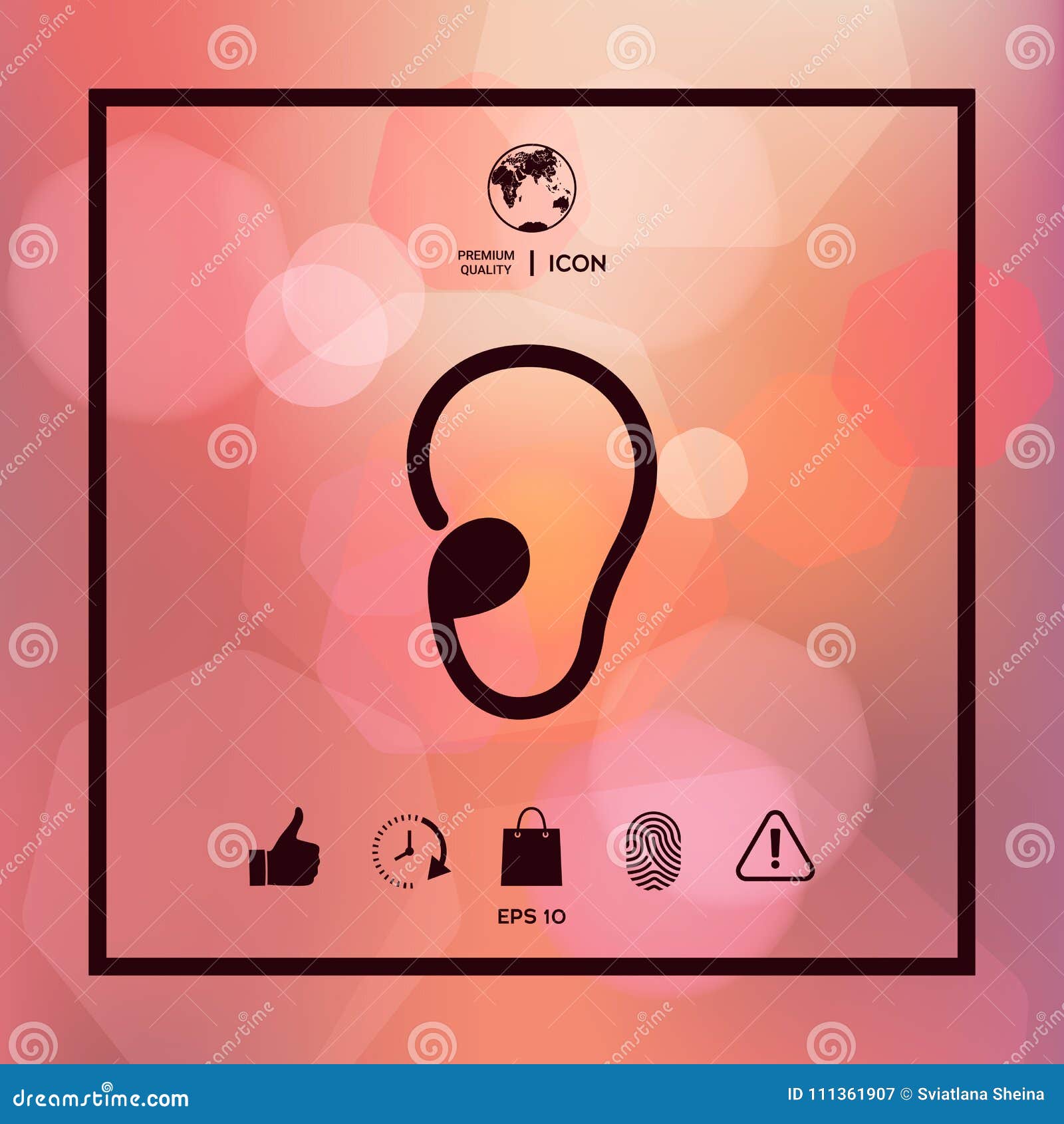 Ear symbol icon stock vector. Illustration of sound - 111361907