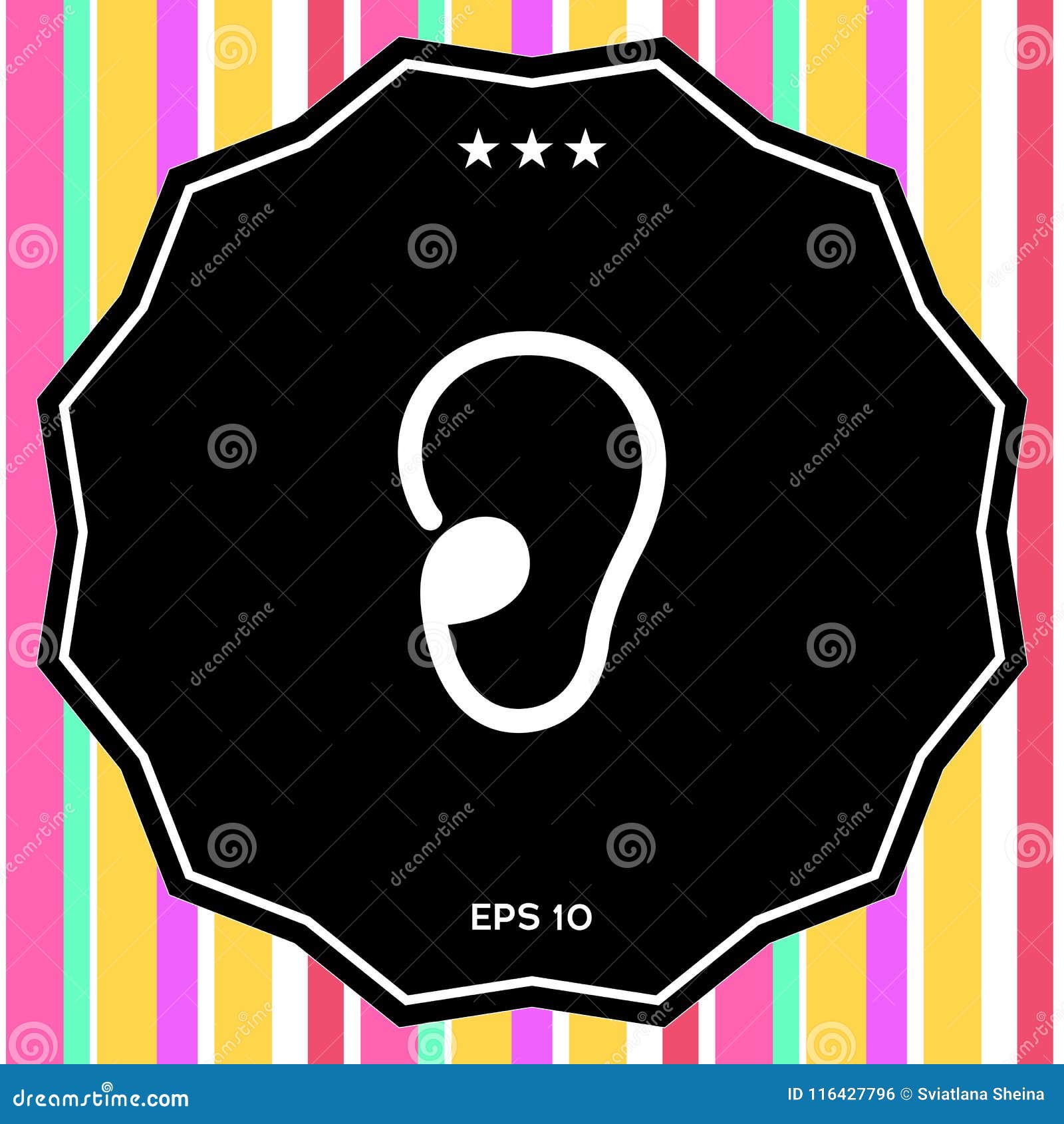 Ear symbol icon stock vector. Illustration of people - 116427796