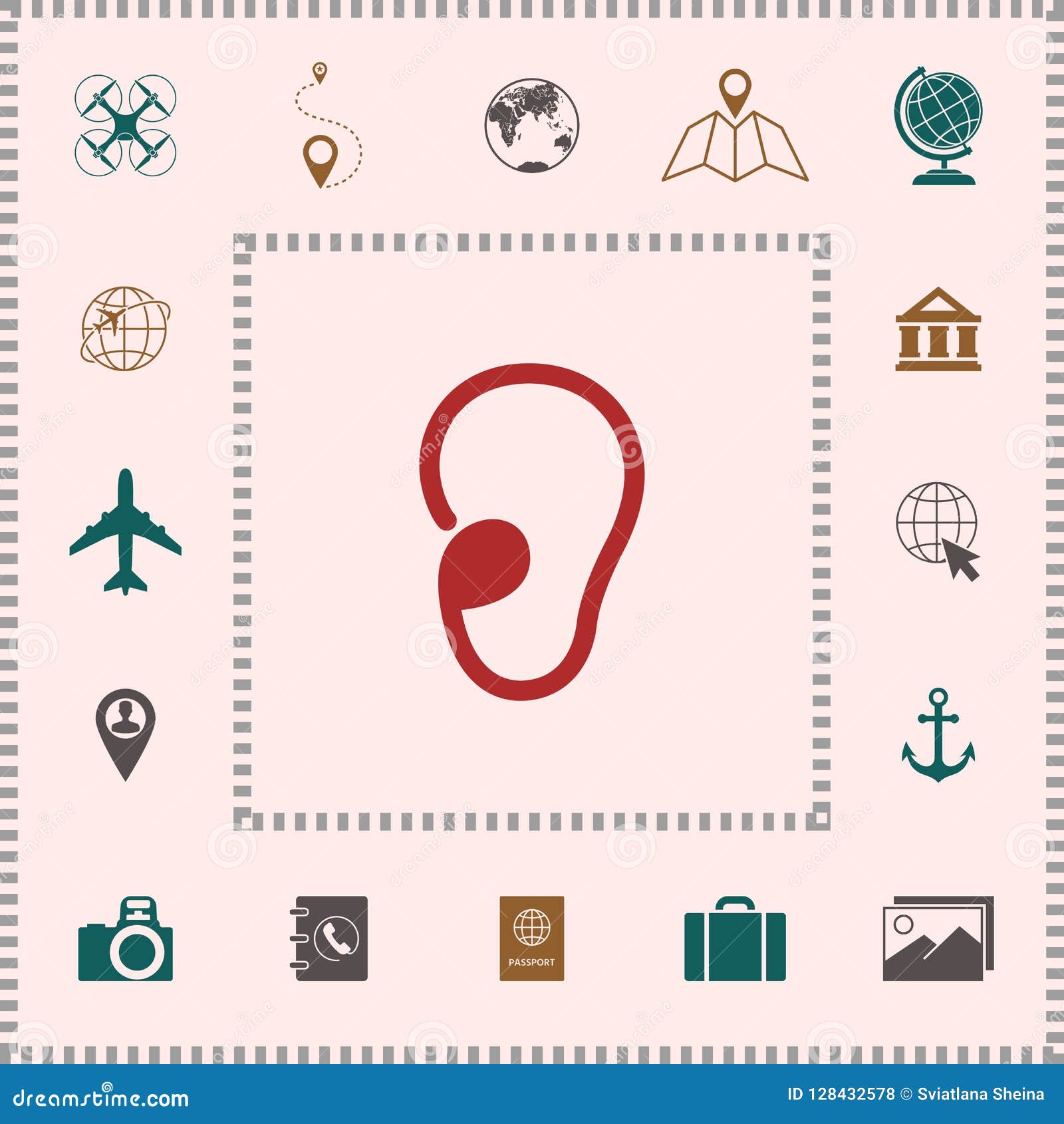 Ear symbol icon stock vector. Illustration of concept - 128432578