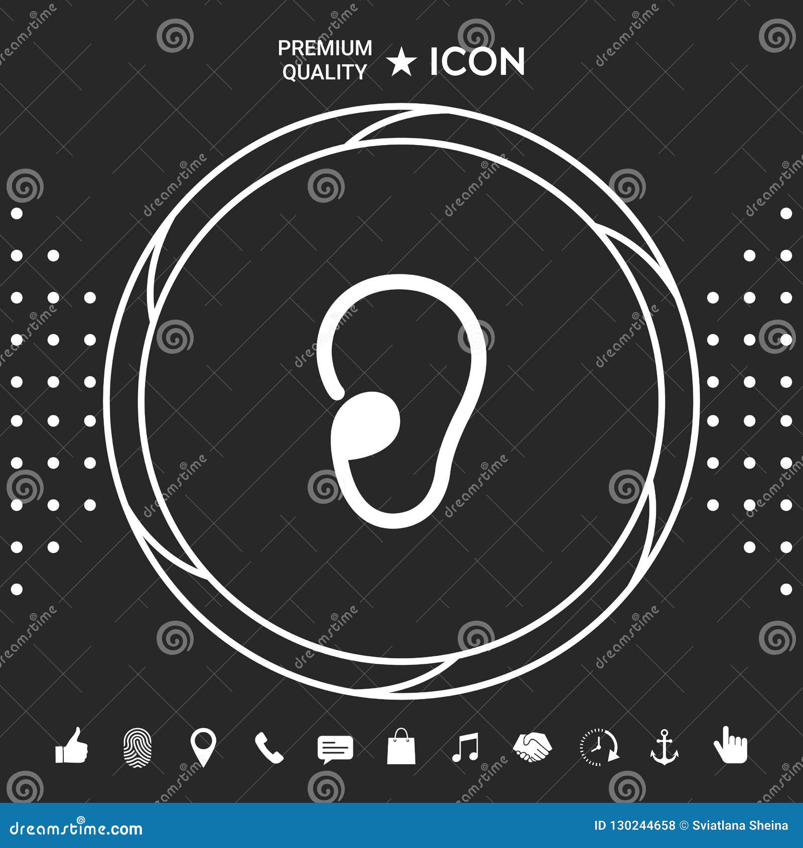 Ear symbol icon stock vector. Illustration of sense - 130244658