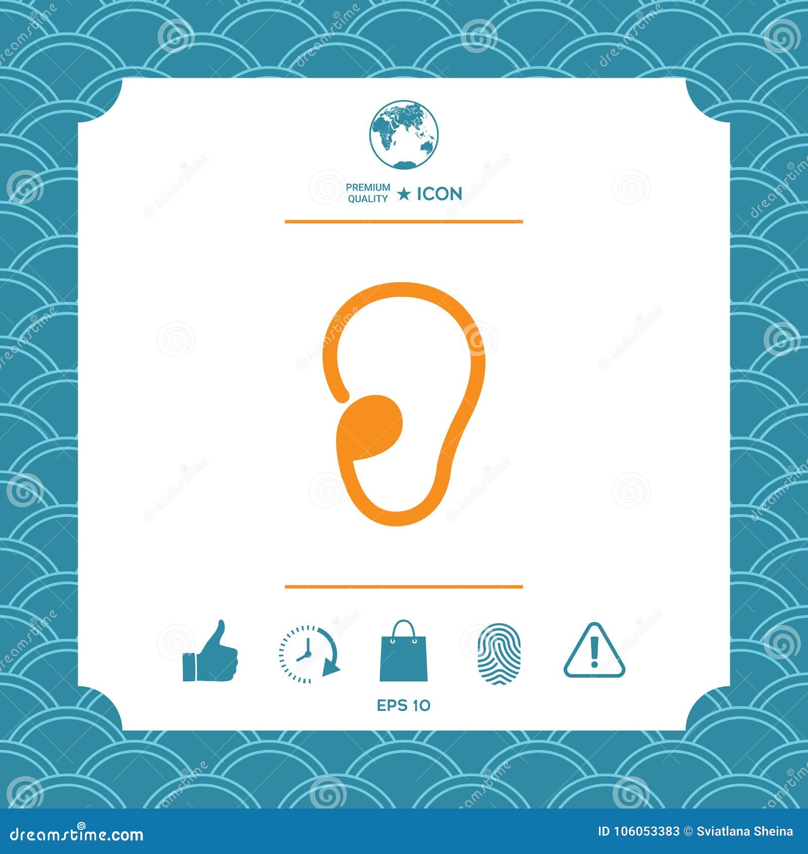 Ear symbol icon stock vector. Illustration of health - 106053383