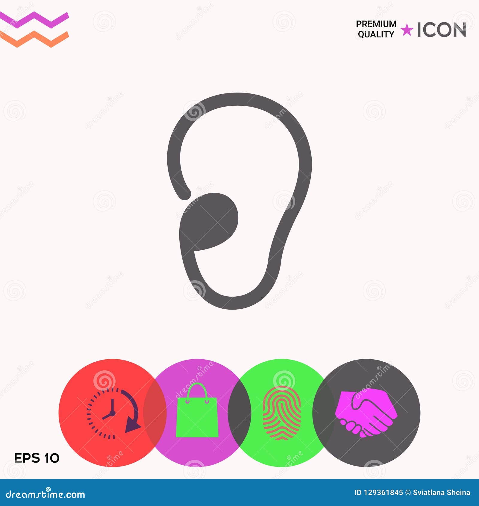 Ear symbol icon stock vector. Illustration of perception - 129361845