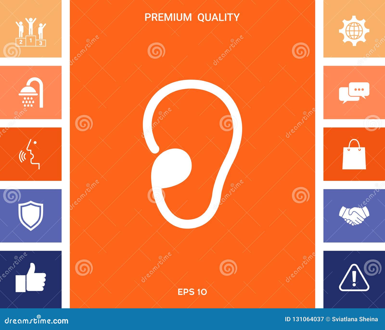 Ear symbol icon stock vector. Illustration of hear, perception - 131064037