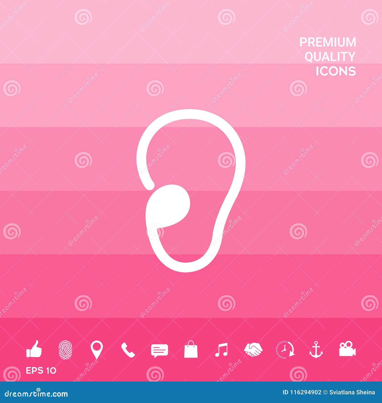Ear symbol icon stock vector. Illustration of shape - 116294902