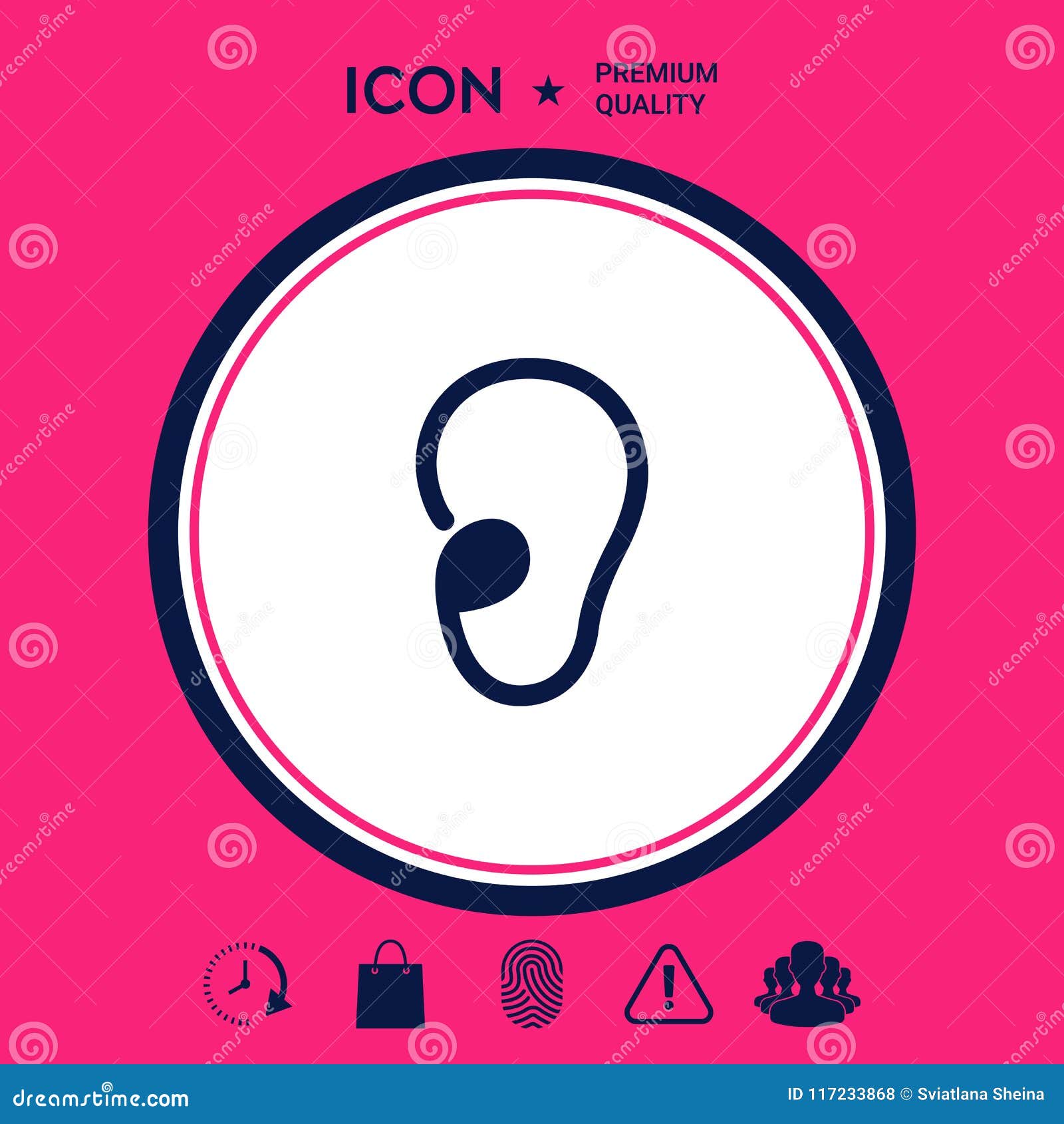 Ear symbol icon stock vector. Illustration of sense - 117233868