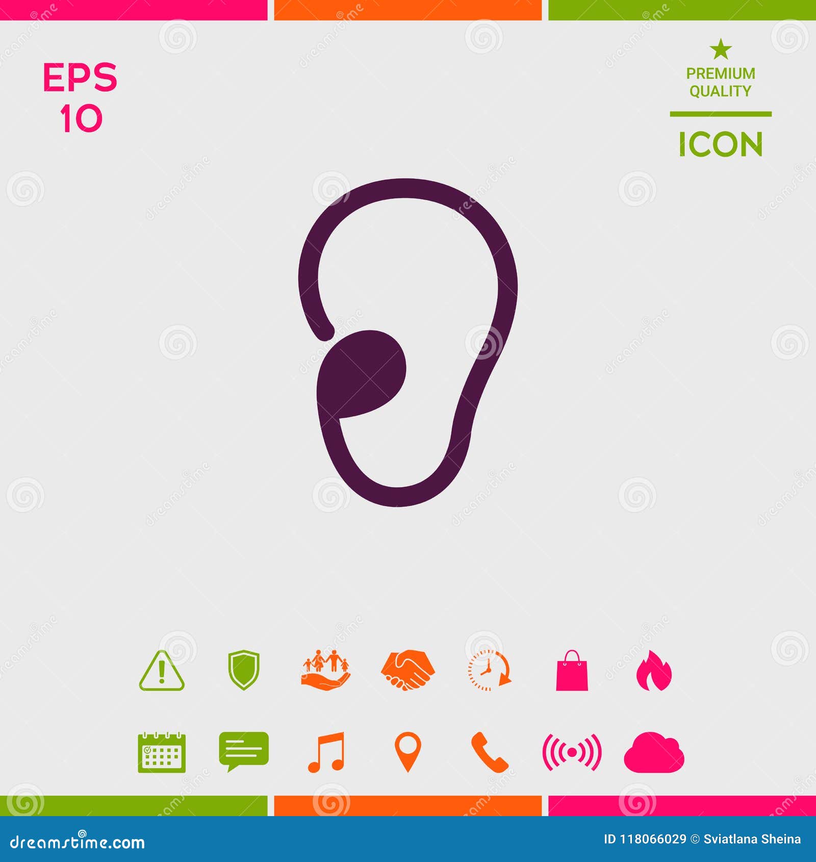 Ear symbol icon stock vector. Illustration of body, sound - 118066029