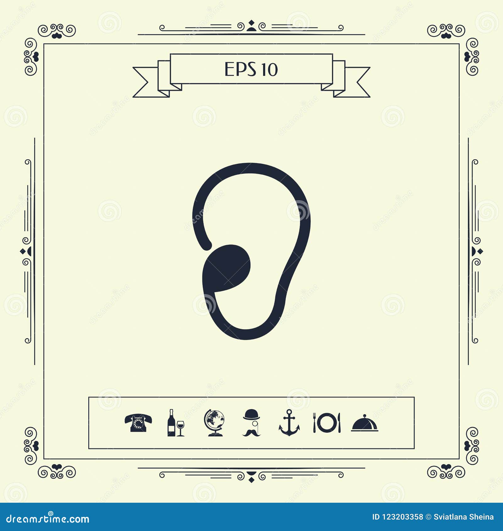 Ear symbol icon stock vector. Illustration of sense - 123203358