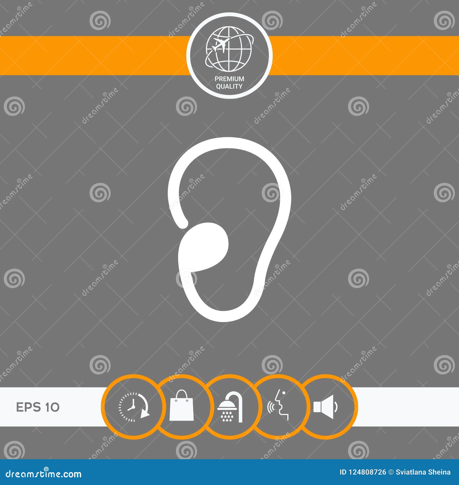 Ear symbol icon stock vector. Illustration of sign, shape - 124808726