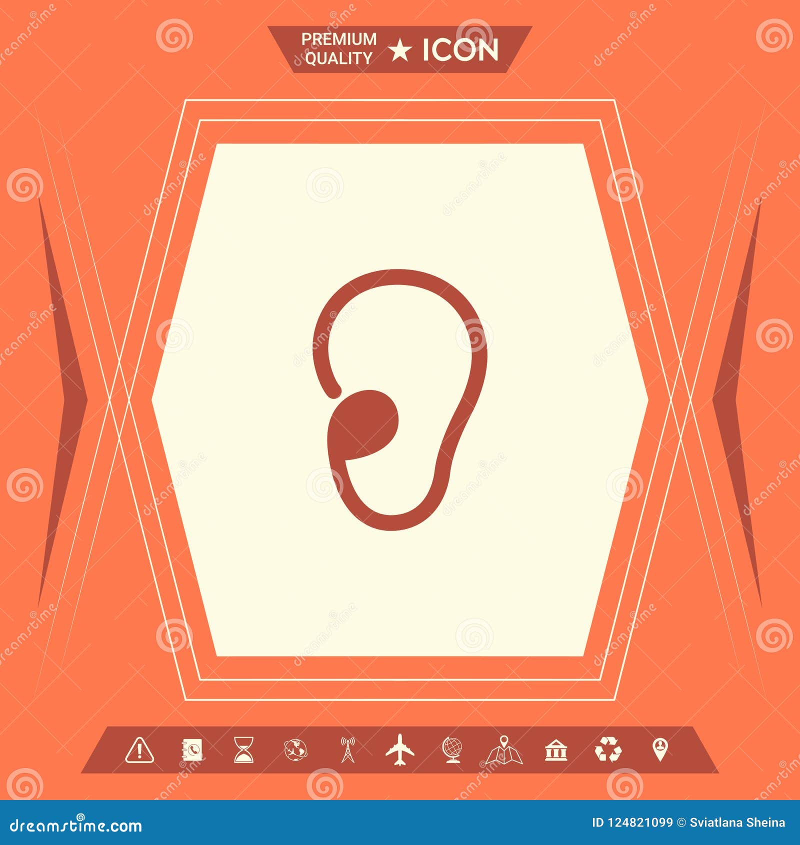 Ear symbol icon stock vector. Illustration of listen - 124821099