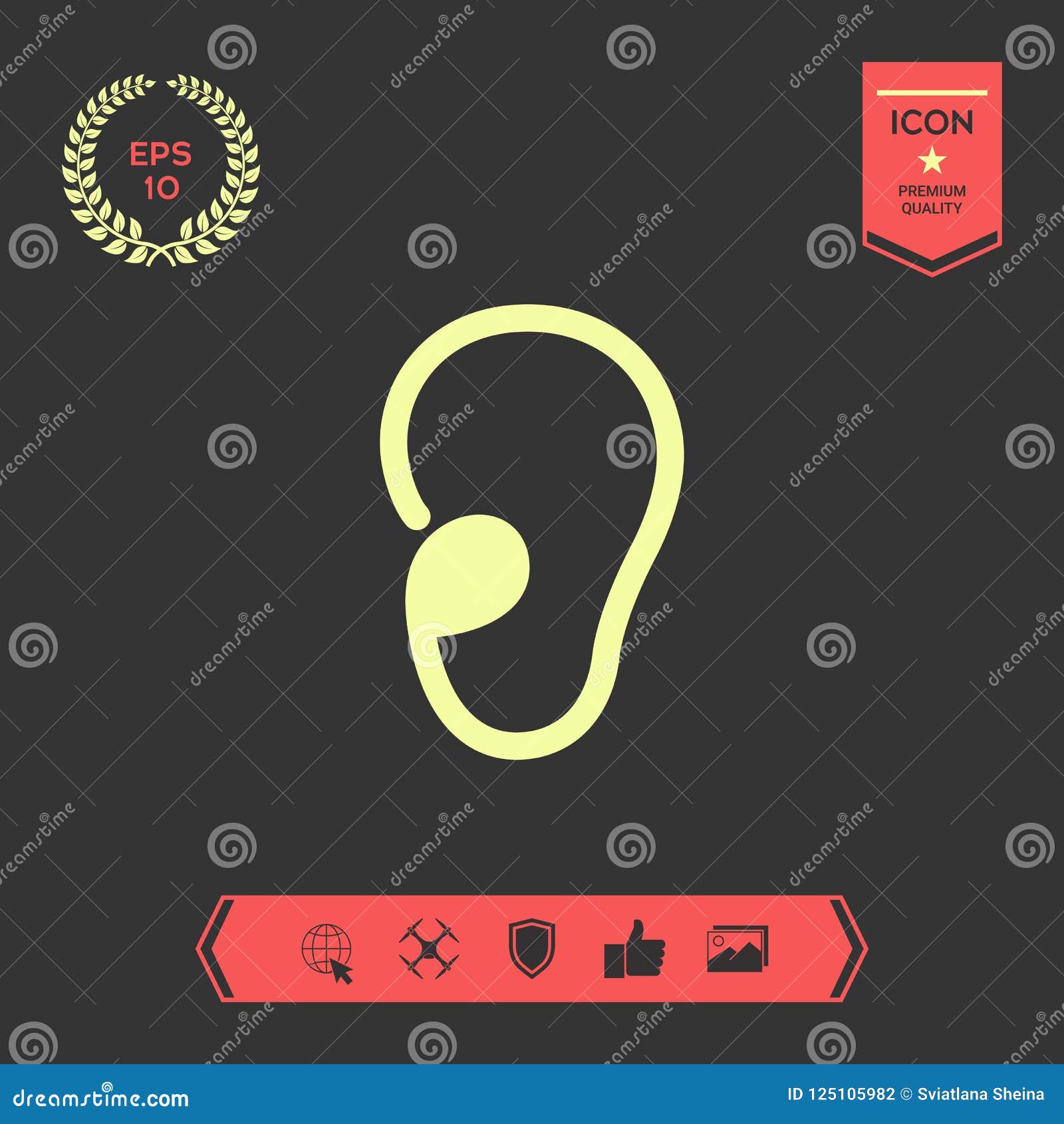 Ear Symbol Icon . Graphic Elements for Your Design Editorial ...