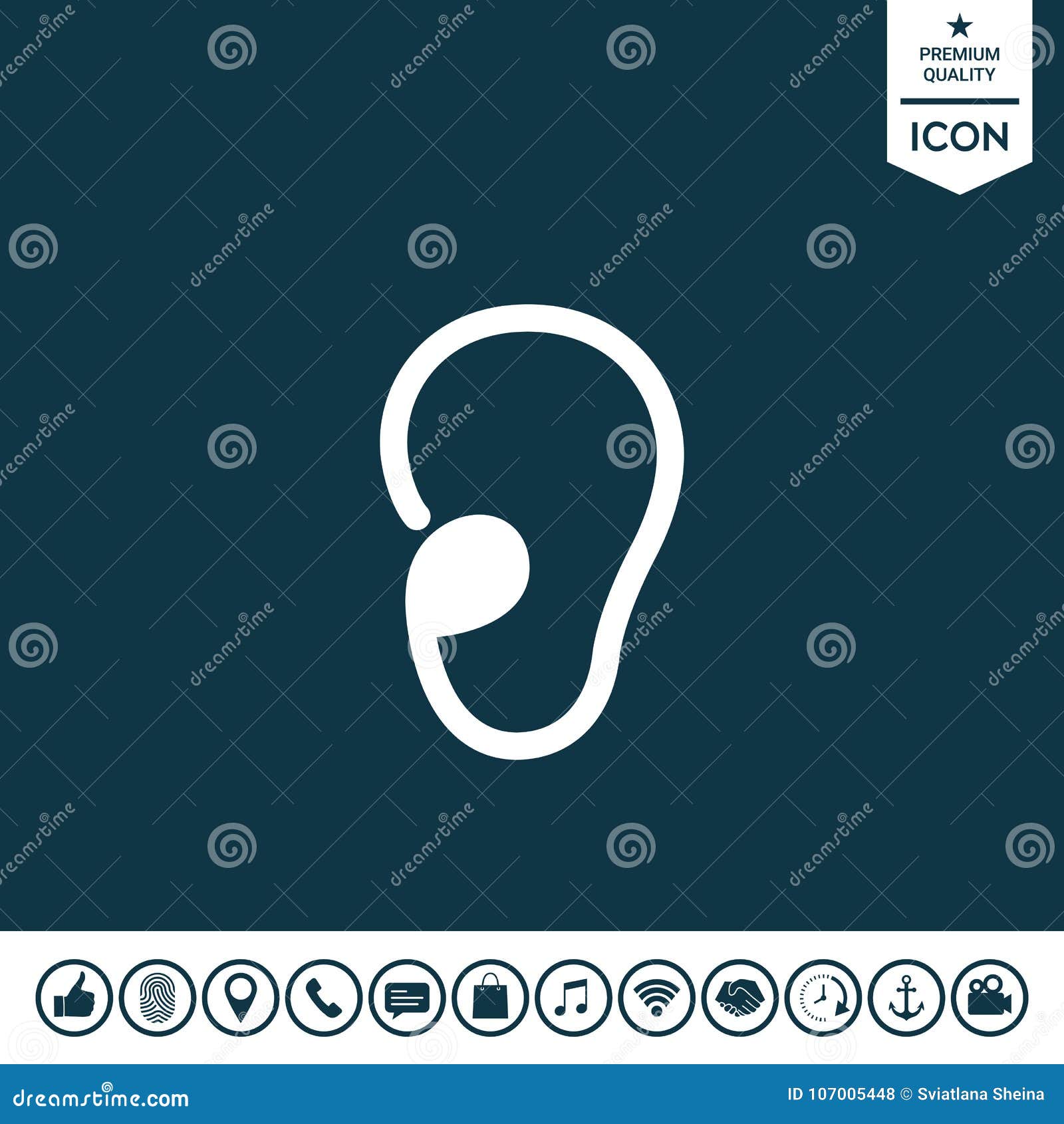 Ear symbol icon stock vector. Illustration of symbol - 107005448