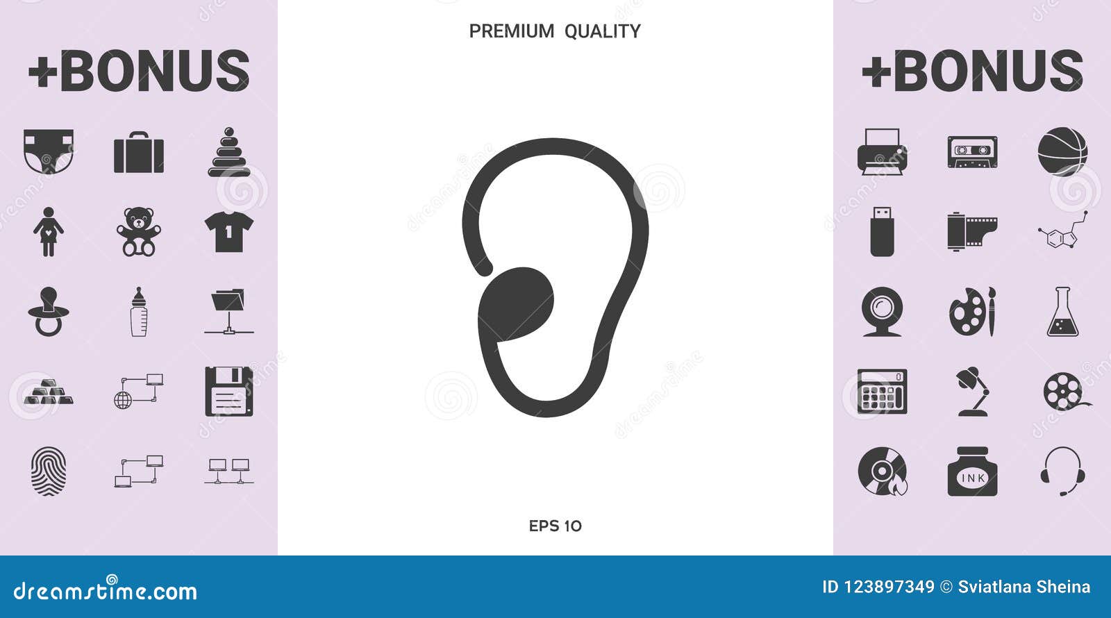 Ear Symbol Icon - Graphic Elements for Your Design Stock Vector ...