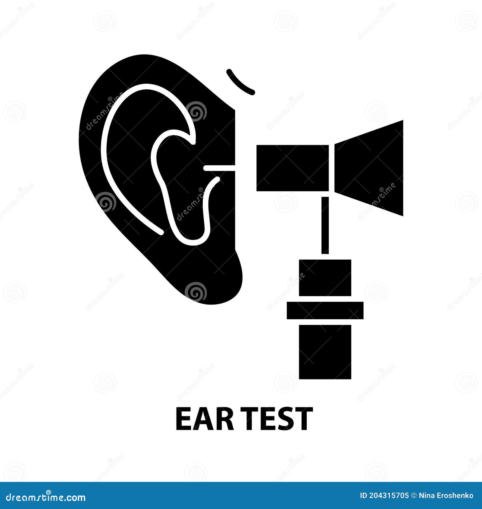 Ear Test Icon, Black Vector Sign with Editable Strokes, Concept ...