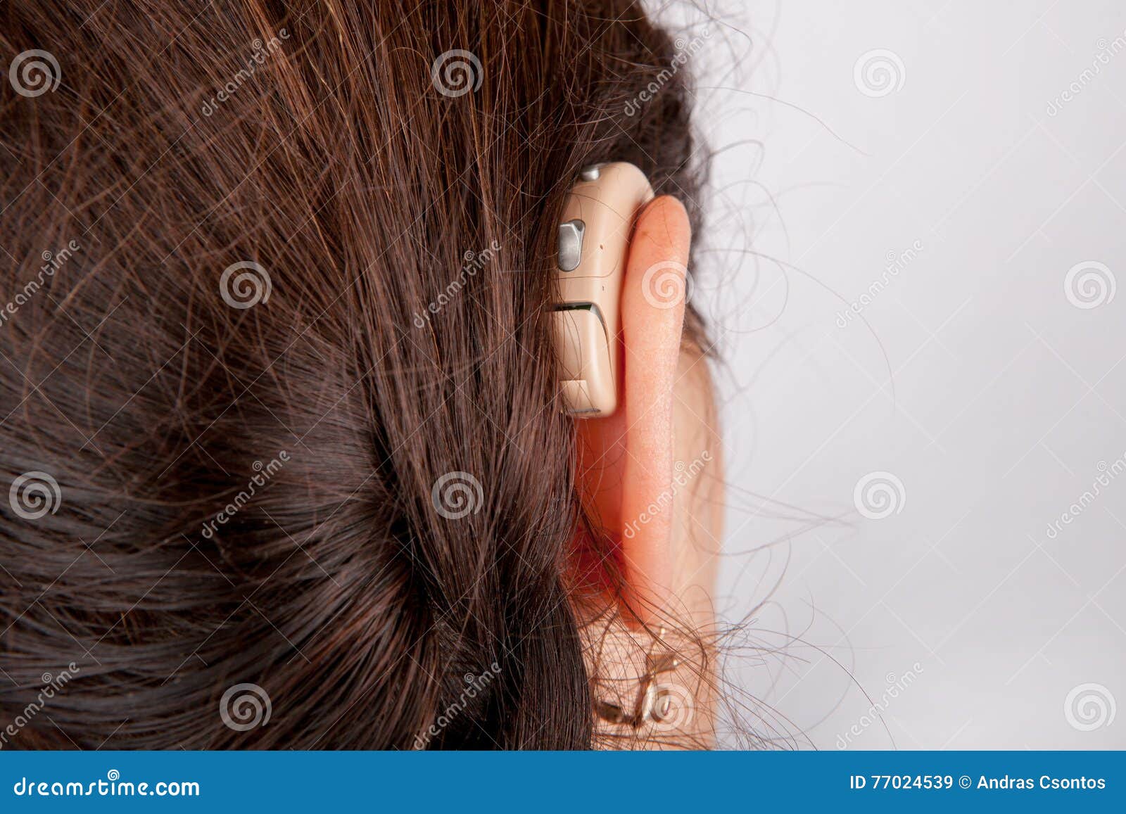 Ear of a Woman with Hearing Aid from Back Stock Image - Image of ...
