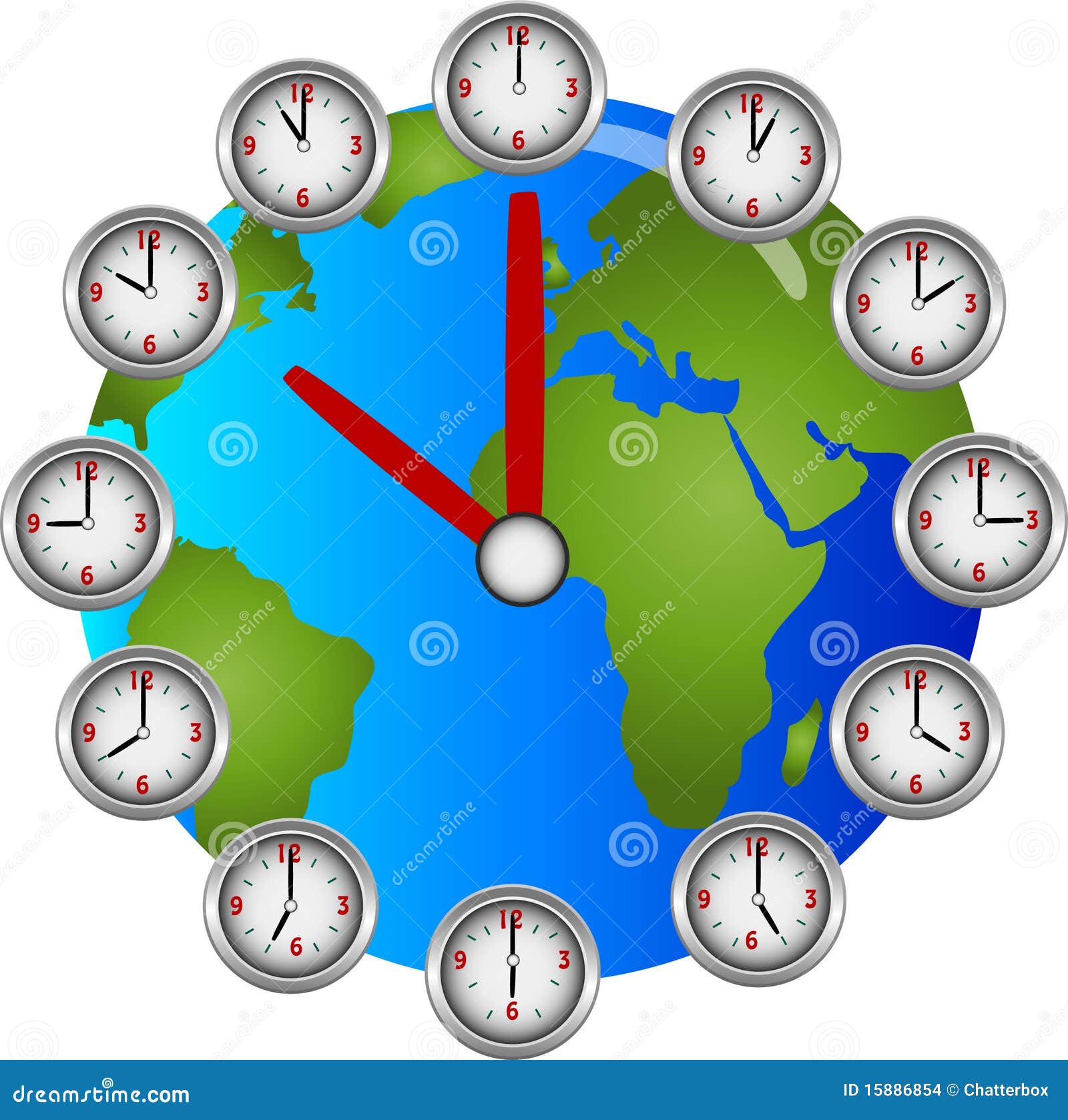 Earch Clock with Clocks Circle Hourly Stock Vector - Illustration of ...