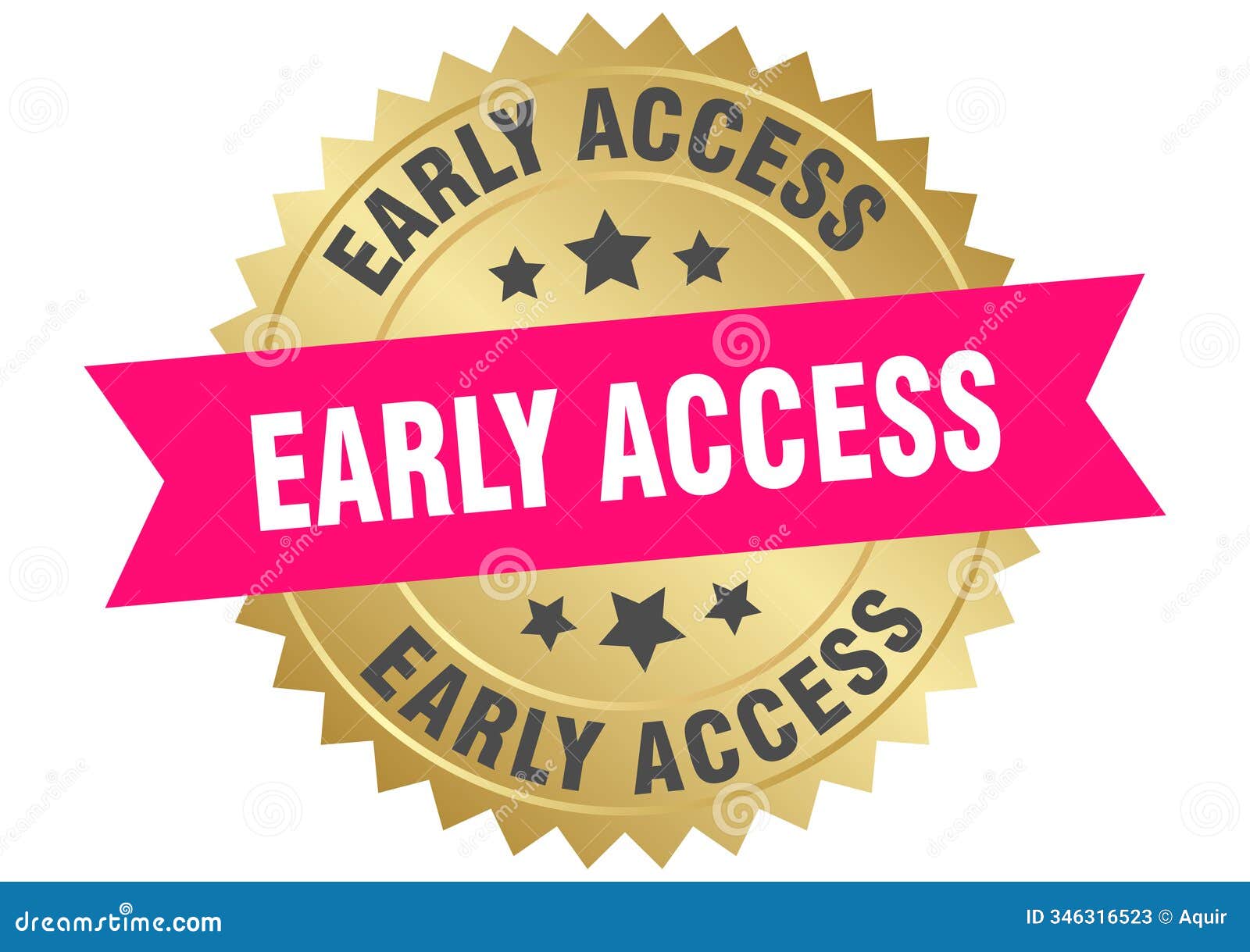 Early Access. Early Access Round Pink and Gold Label Isolated on Transparent Background Stock ...