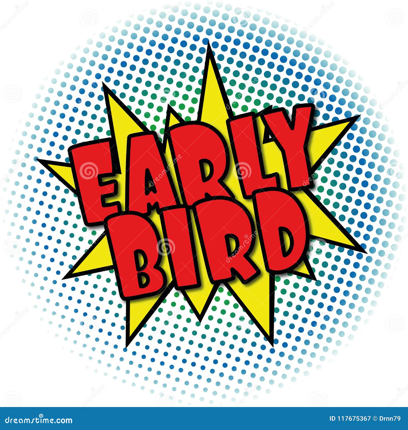 Early Bird Comic Cartoon Explosion Retro Design Deal Tag Stock ...