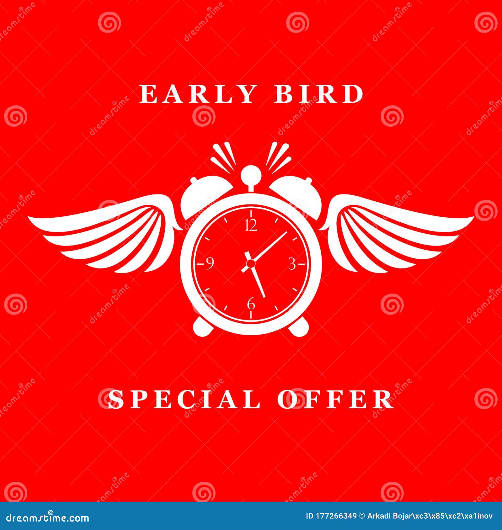 Early Bird Special Banner With Bird And Geomethic Shapes. Promotional ...