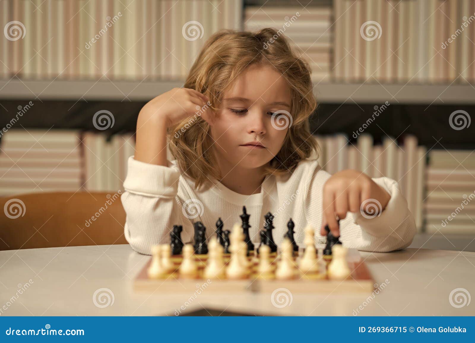 Early Development. Boy Thinking about Chess. the Concept of Learning ...