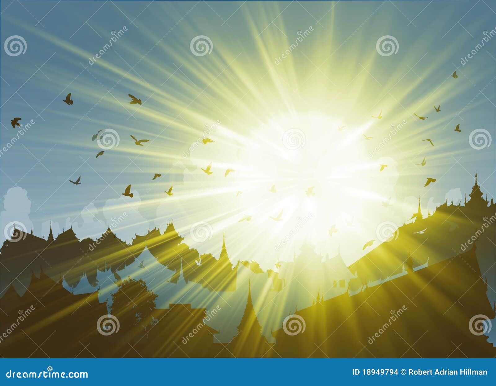 Early eastern sun stock illustration. Illustration of asia - 18949794