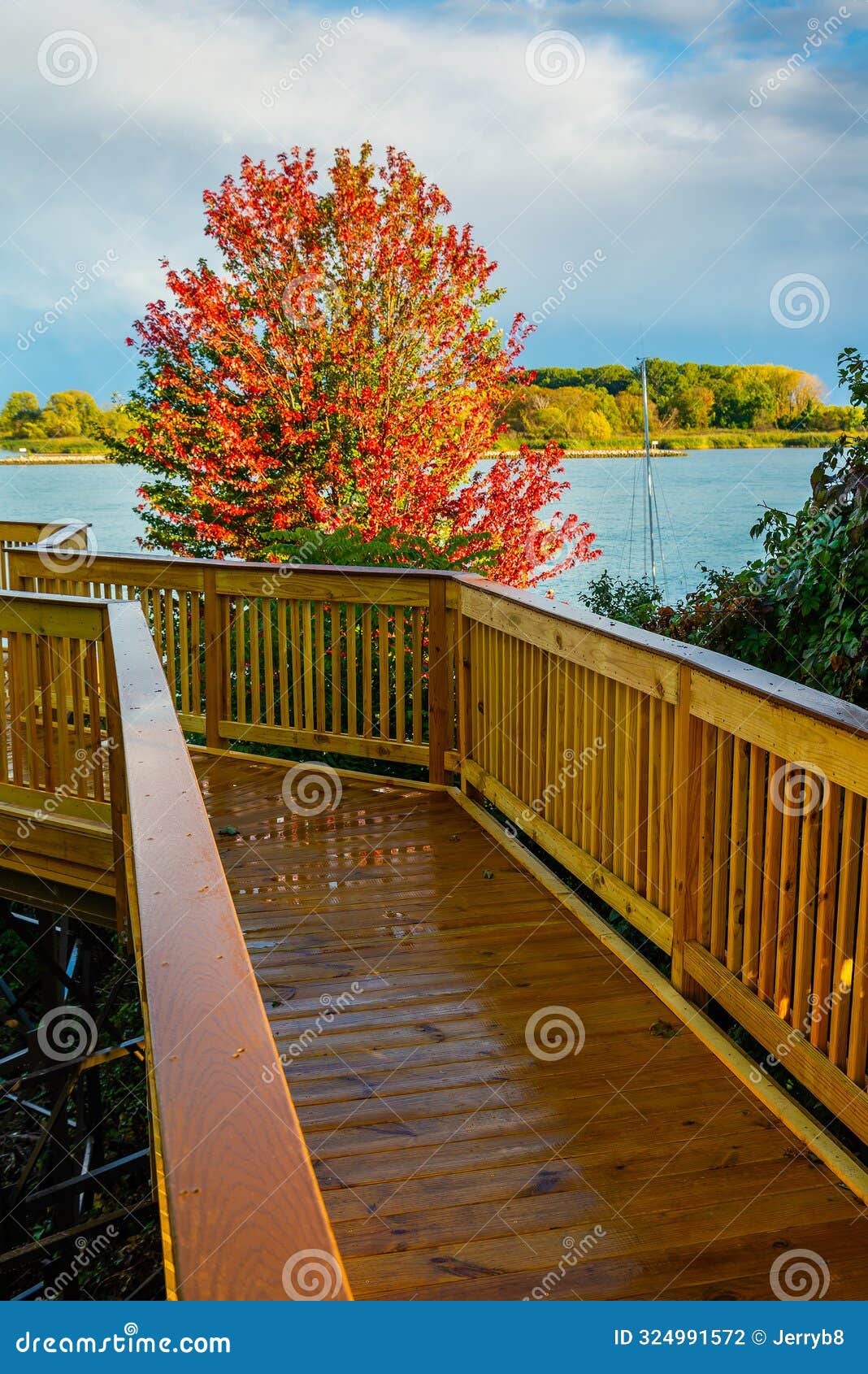 Early Fall Colors on Overlook Deck River View Stock Photo - Image of ...