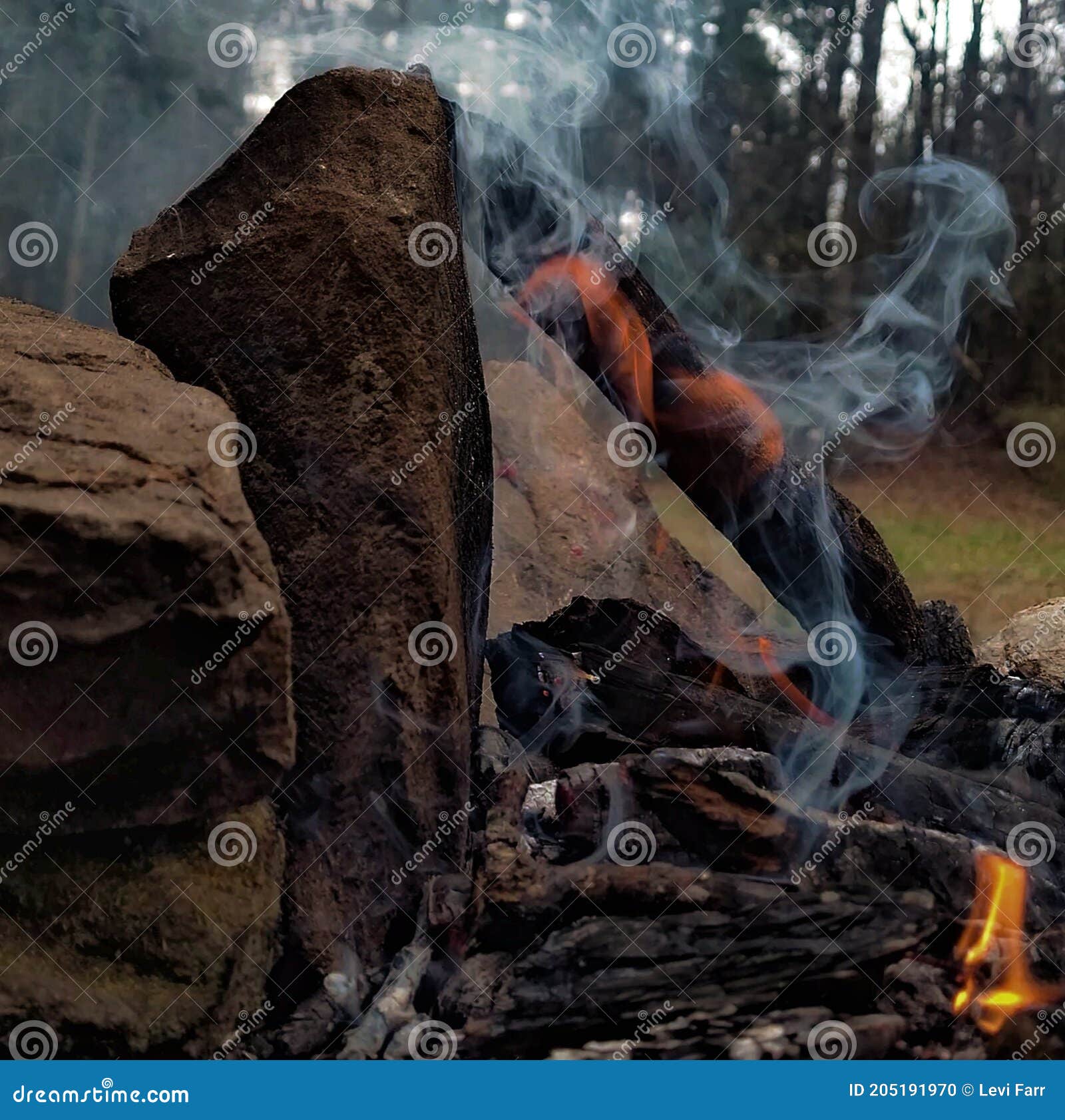 Early Morning campfire stock photo. Image of soil, cliff - 205191970