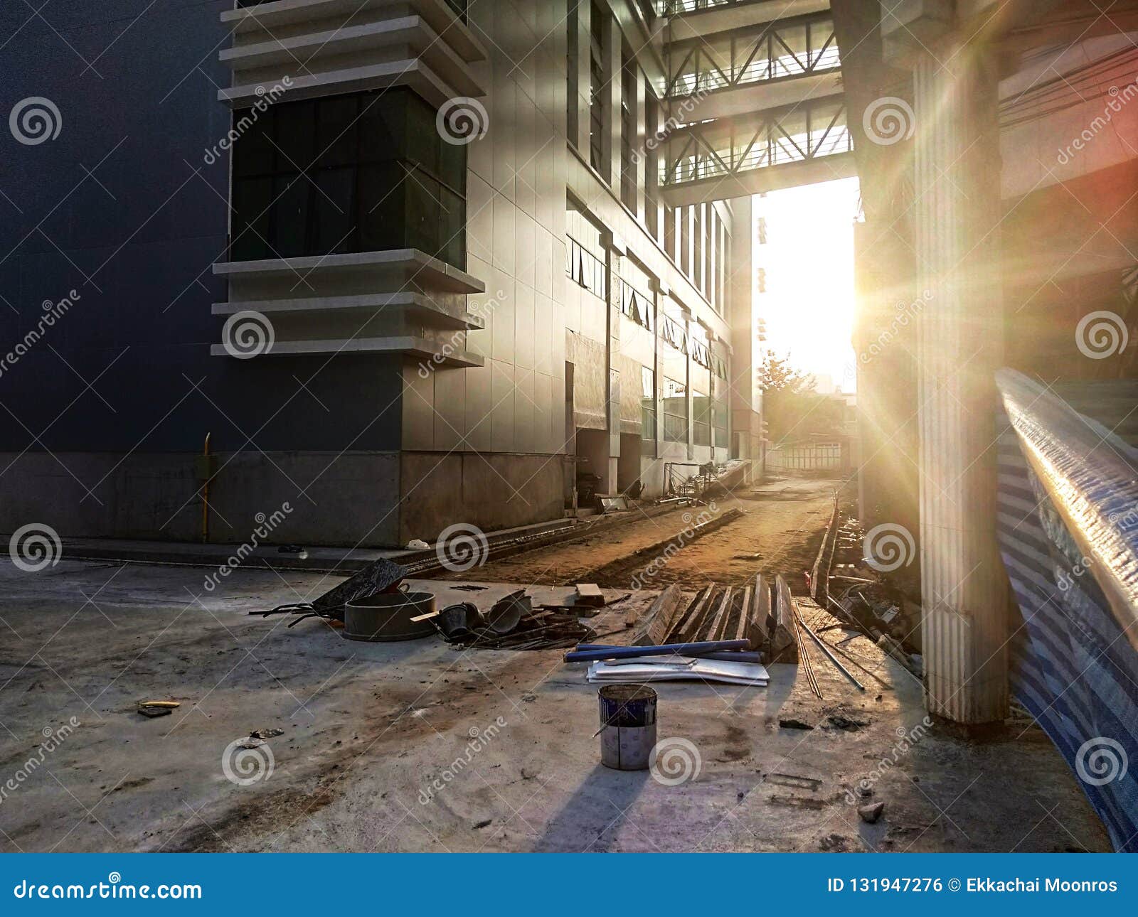 Early Morning in Construction Field Stock Photo - Image of field, work ...