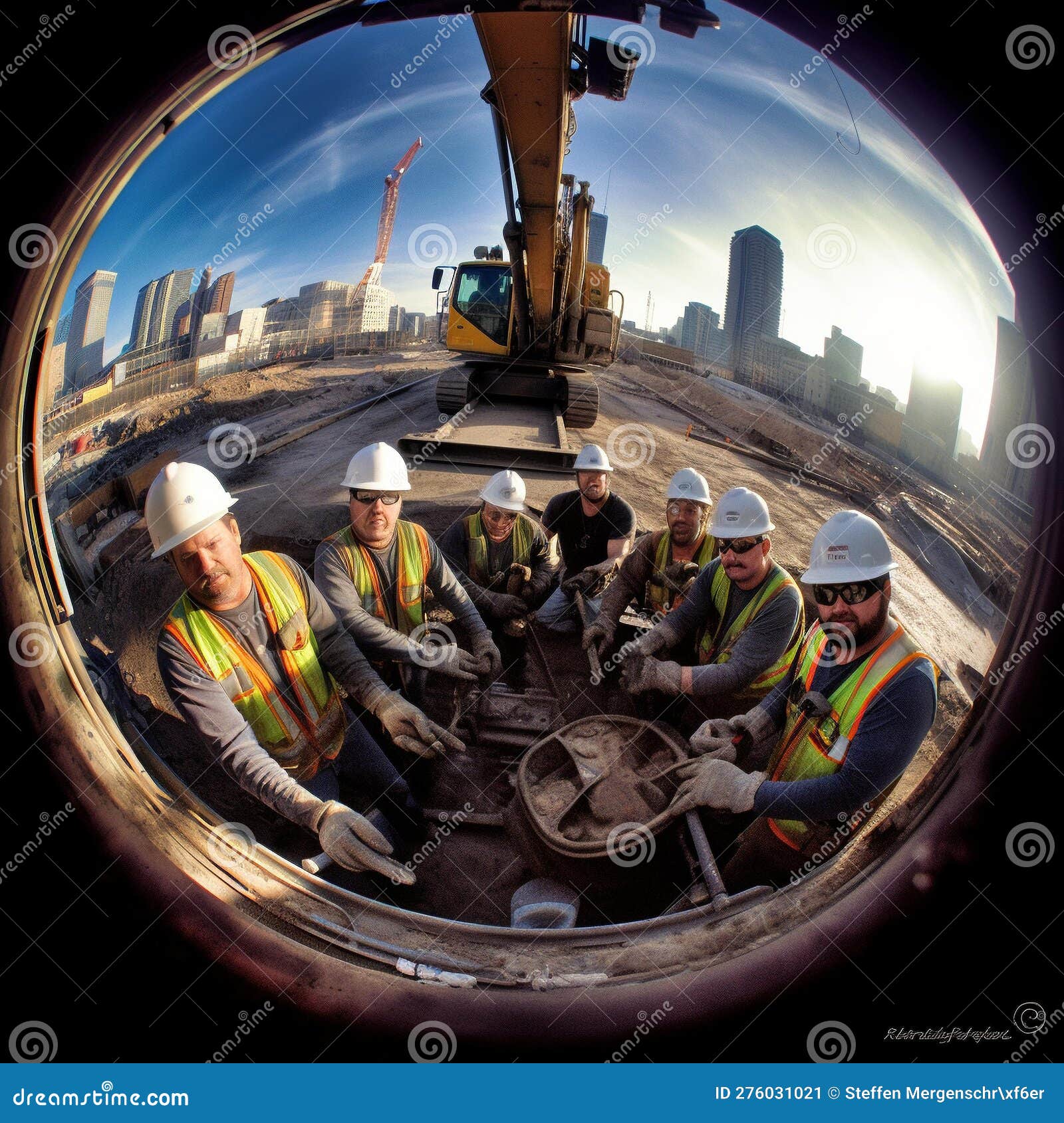 Early Morning Construction Site Activity Stock Illustration ...
