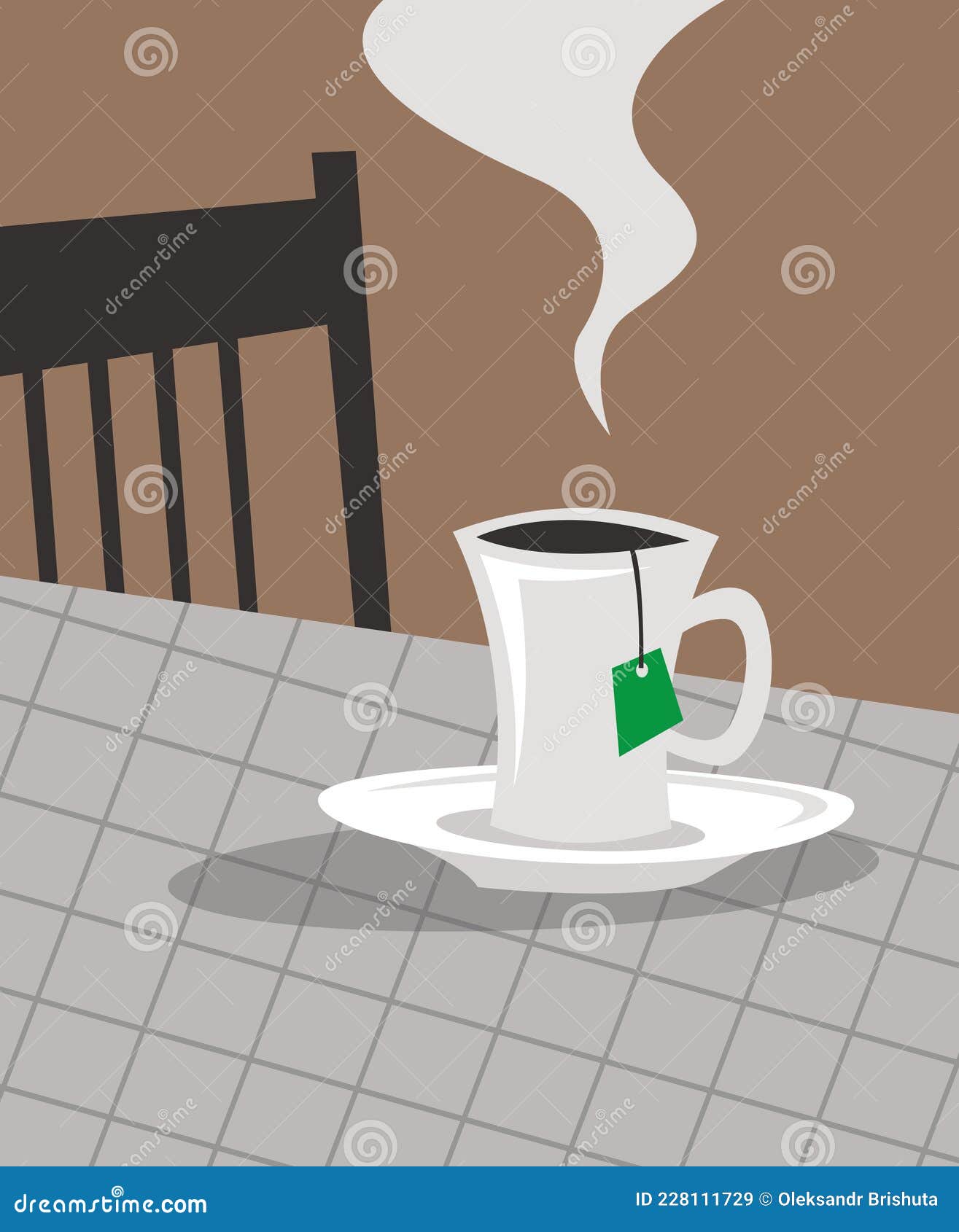 Early Morning. Cup With Fragrant Tea On The Table. Cartoon Vector ...