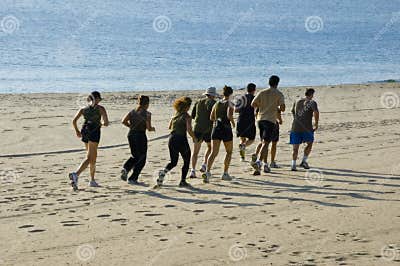 Early morning exercise. stock photo. Image of beach, adults - 1367054