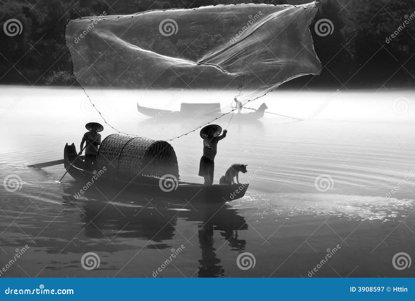 Early Morning Fish Catching Stock Image - Image of black, board: 3908597