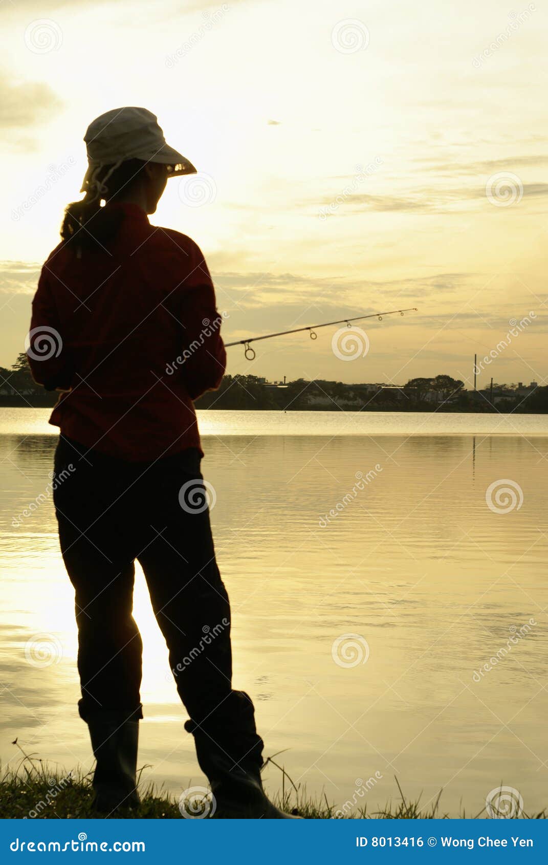 Early morning fishing lady stock photo. Image of hobby - 8013416
