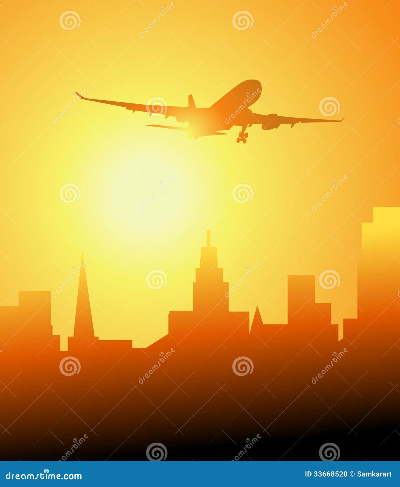 Early morning Flight stock vector. Illustration of airplane - 33668520