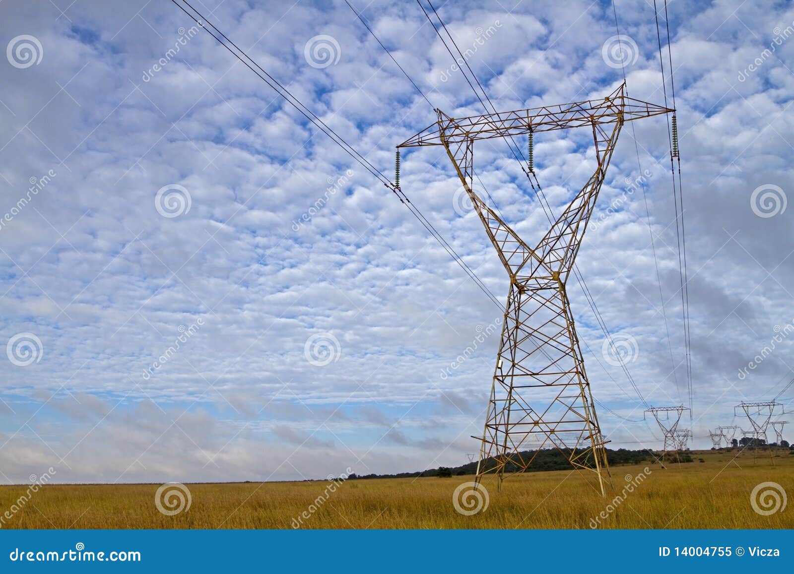 Early morning powerlines stock image. Image of transmission - 14004755