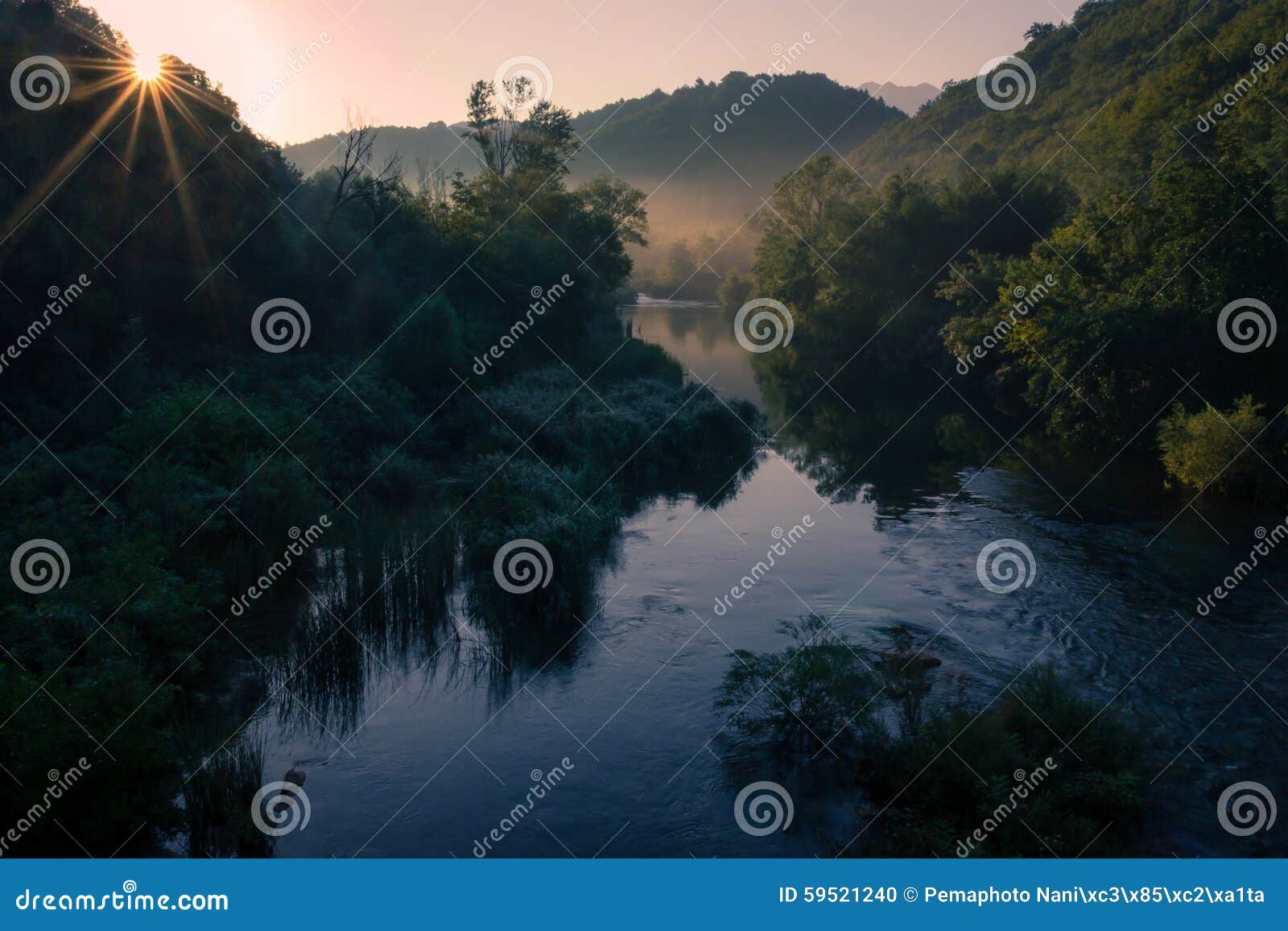 Early Morning River stock photo. Image of light, stones - 59521240