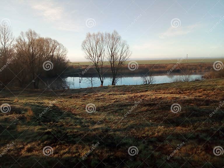 Early Spring Field with Pound Stock Image - Image of spring, early ...
