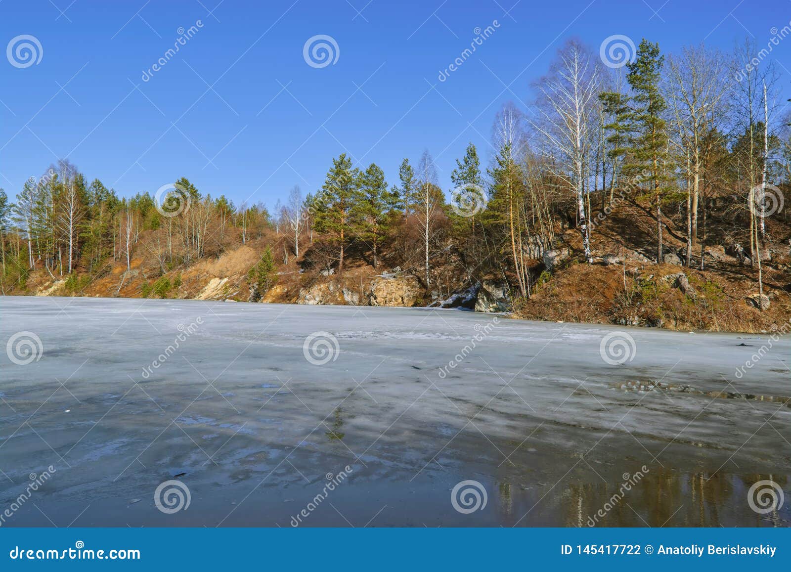 Early Spring Ice Melts on a Forest Lake Stock Photo - Image of scene, melt: 145417722