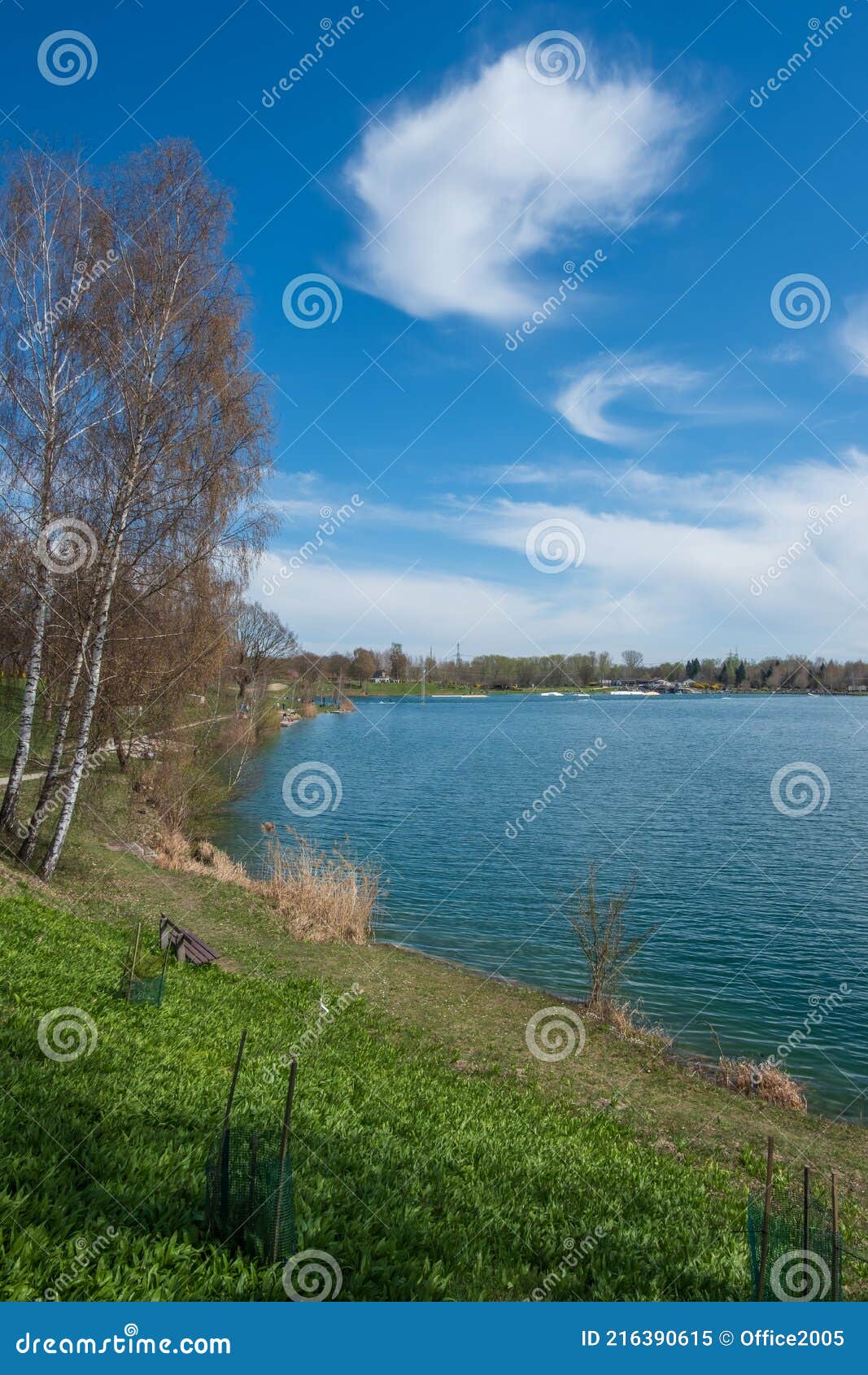 Early spring on lake ausee stock image. Image of summer - 216390615