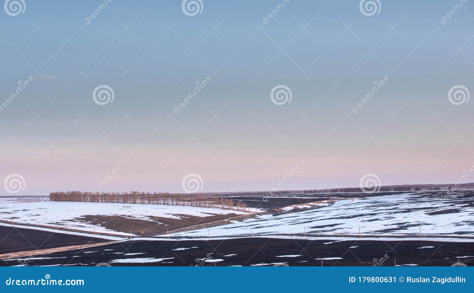 Early Spring. Landscape of Early Spring, Snow Begins To Melt, Fields ...