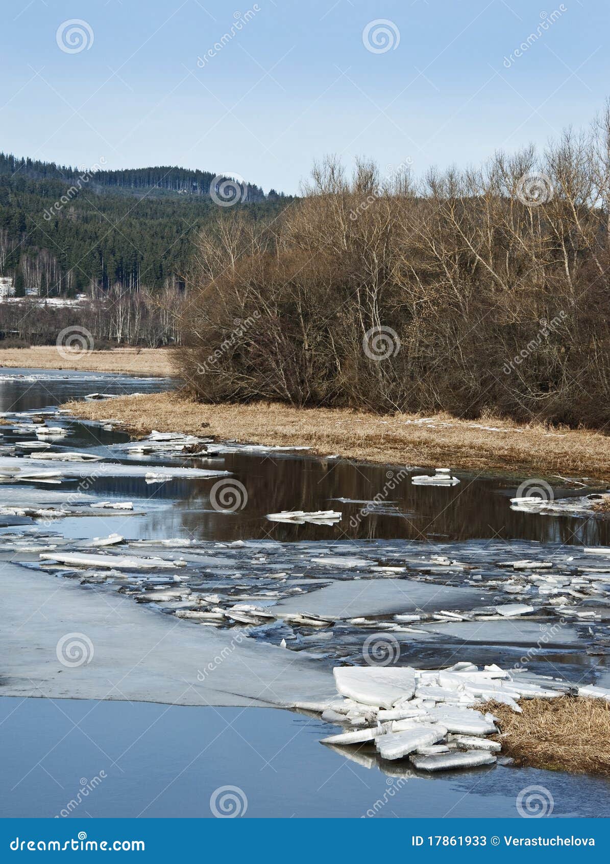 Early Spring - Mountain River with a Flying Ice Stock Image - Image of ...