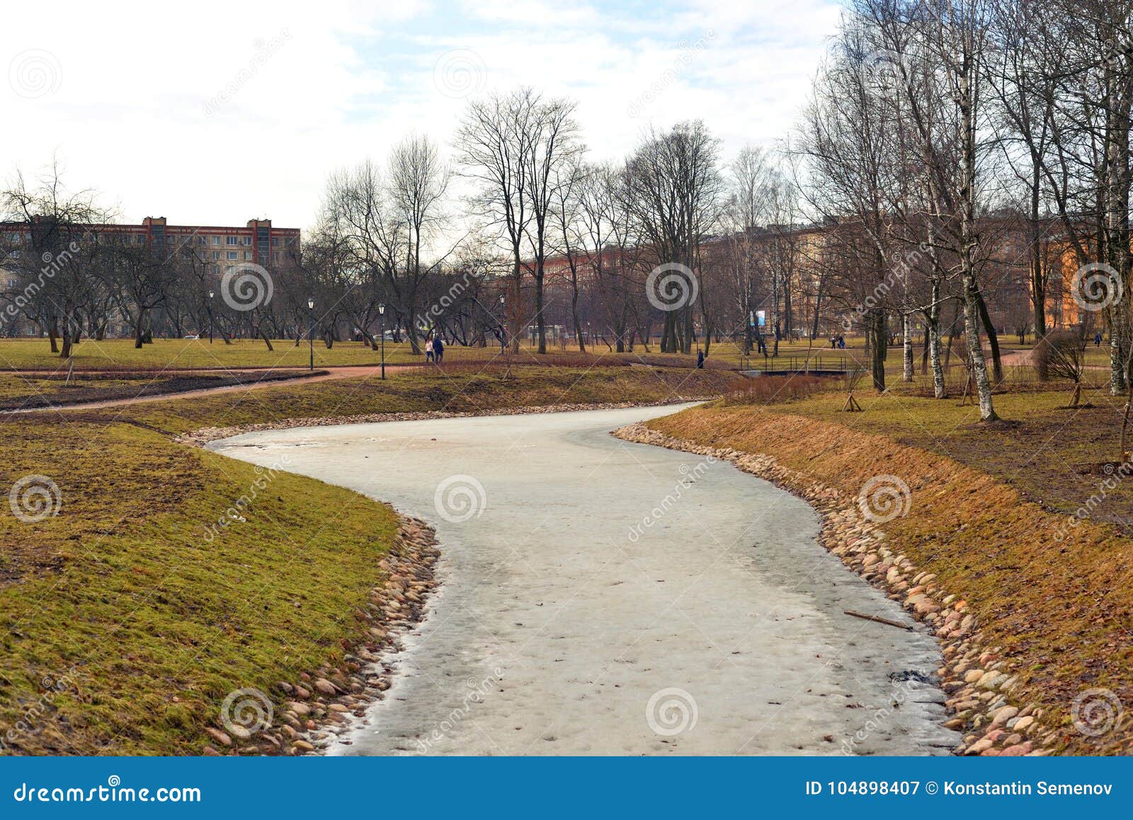 Early spring park. stock image. Image of park, frozen - 104898407