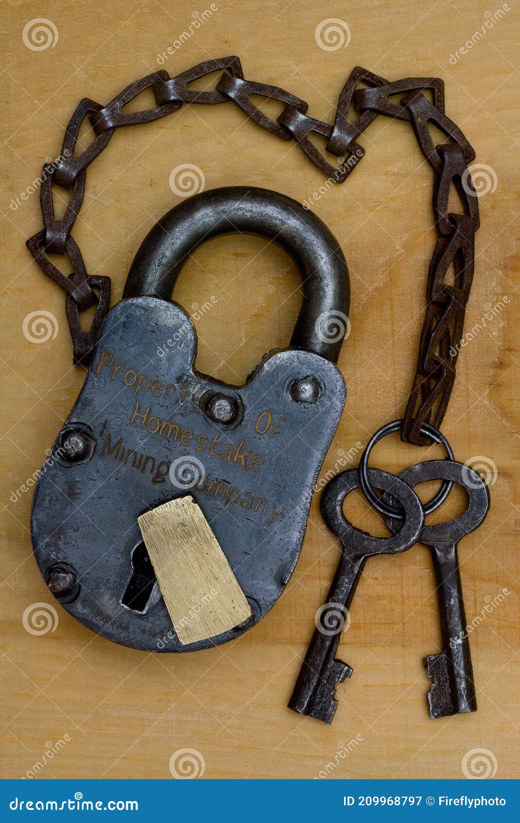 Early Style Padlock with Keys on Chain Stock Image - Image of antique ...