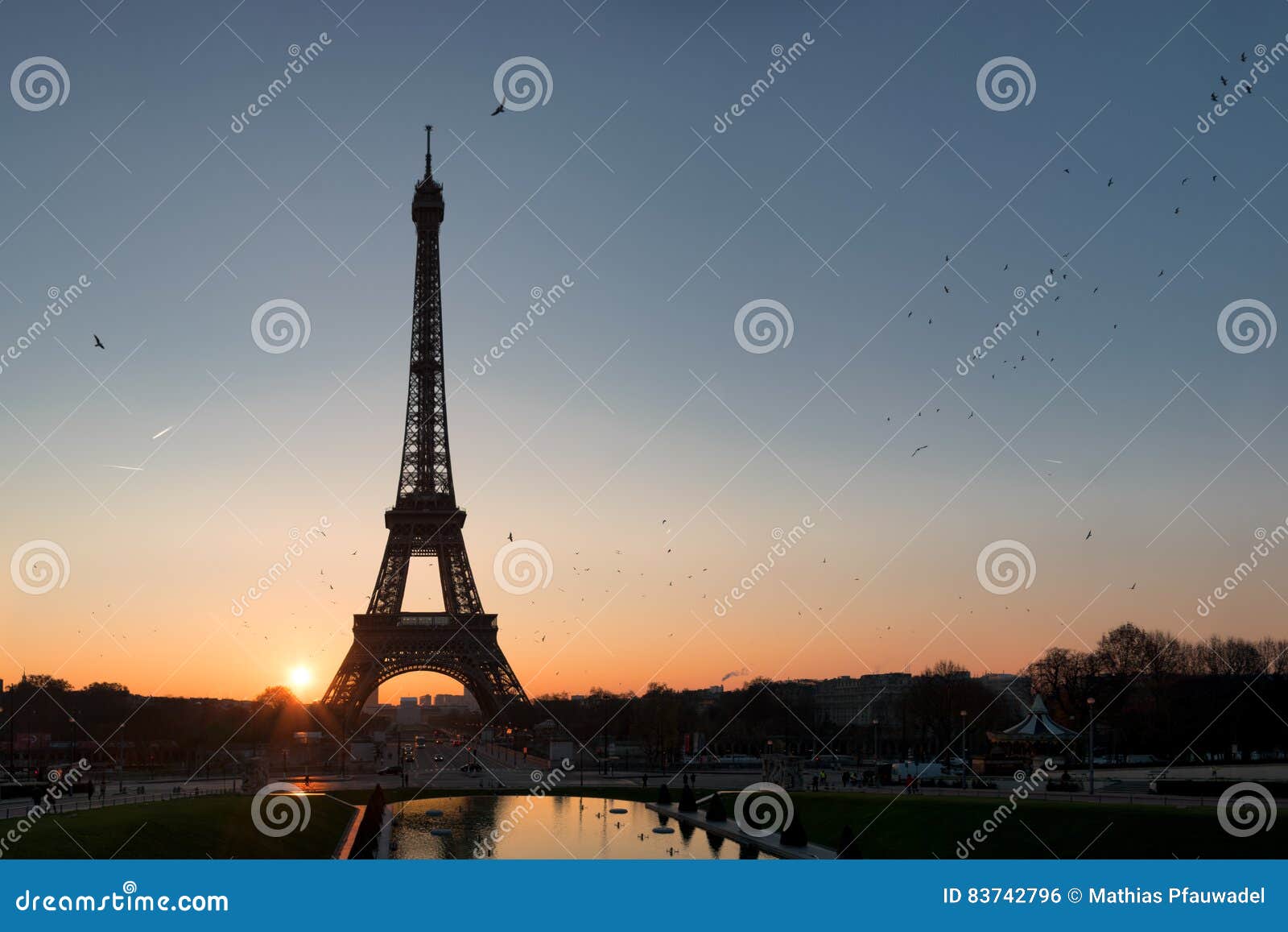 Early sunrise over Paris stock photo. Image of effeil - 83742796