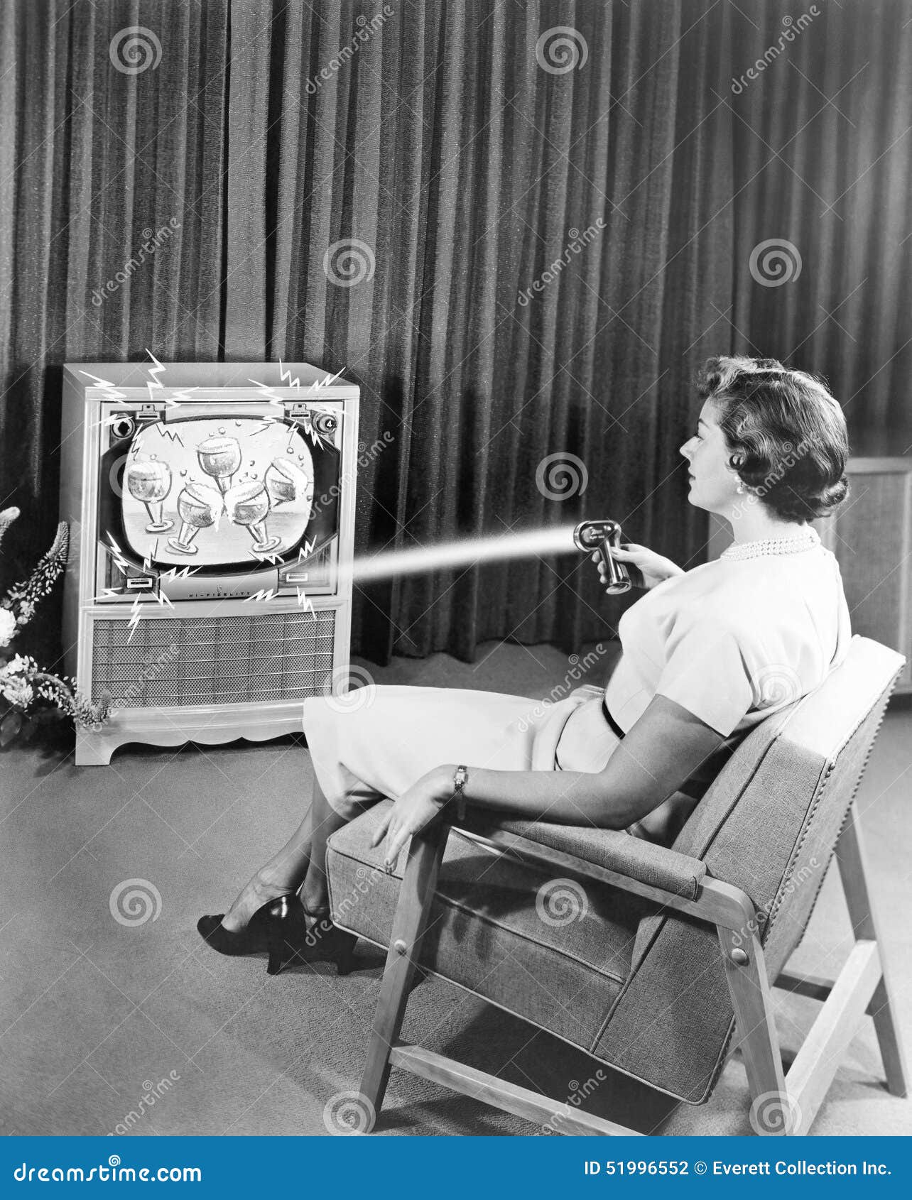 Early Zenith Remote Control TV Set, June 1955 Stock Photo - Image of ...